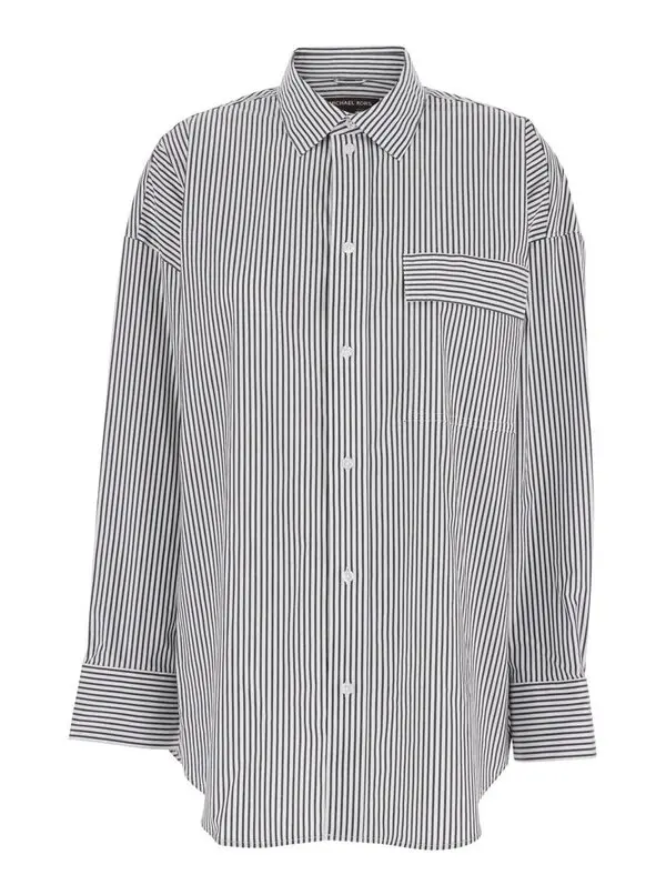 Michael Kors Striped Stretch Cotton Shirt