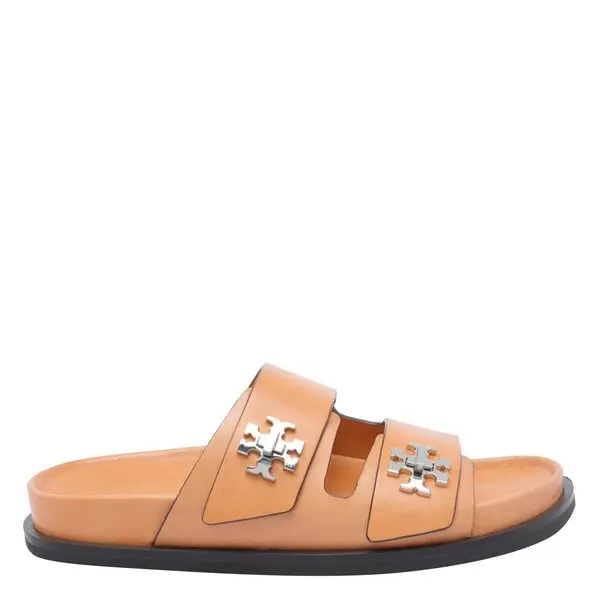Tory Burch T Lock Sport Slides - Brown