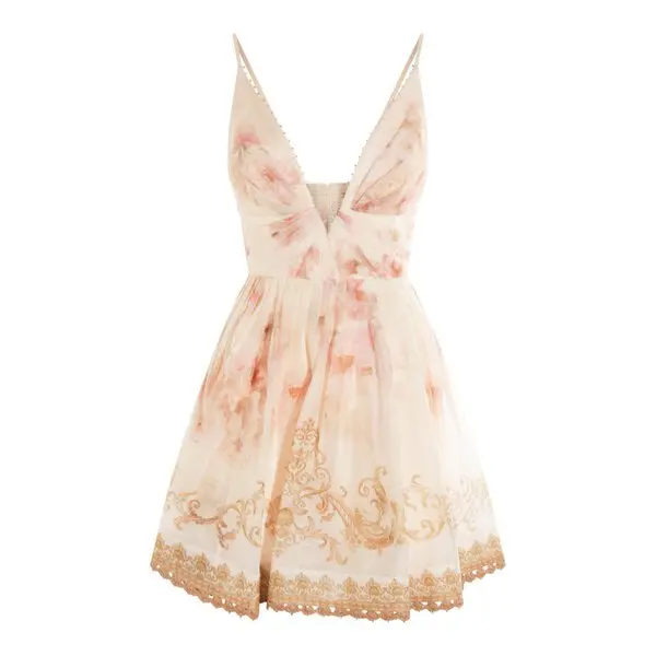 Zimmermann Floral Print Mini Dress - Cream Peony