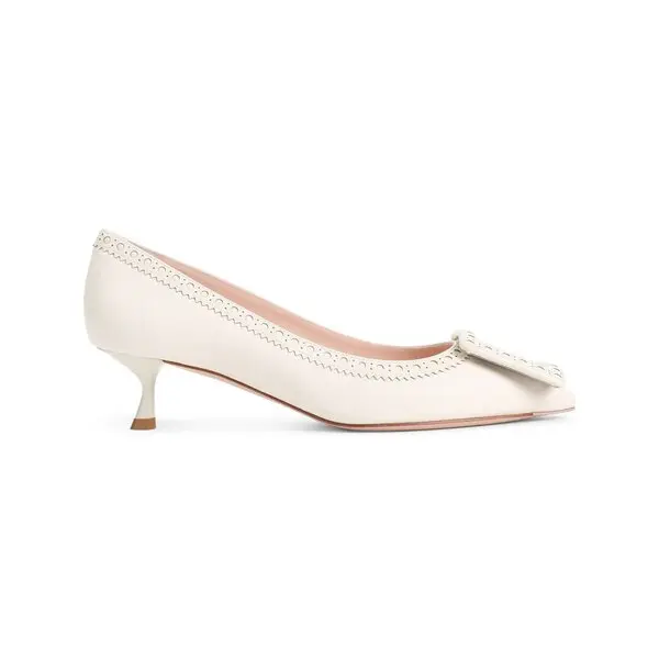 ROGER VIVIER Cire White Lamb Leather Viv In The City Perforated 45 Decollete Pumps - Beige