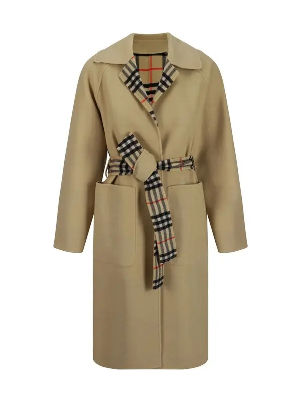 Burberry Wool Reversible Coat - Beige O Tan
