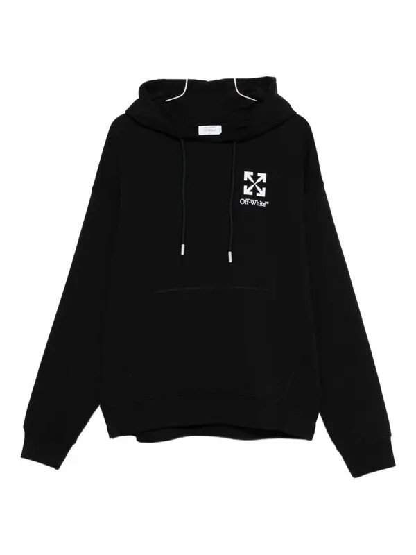 Off-White Cotton Hoodie With Arrows And Logo - Multicolor
