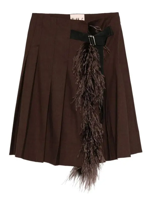 Plan C Midi Skirt - Mem Melange Marrone
