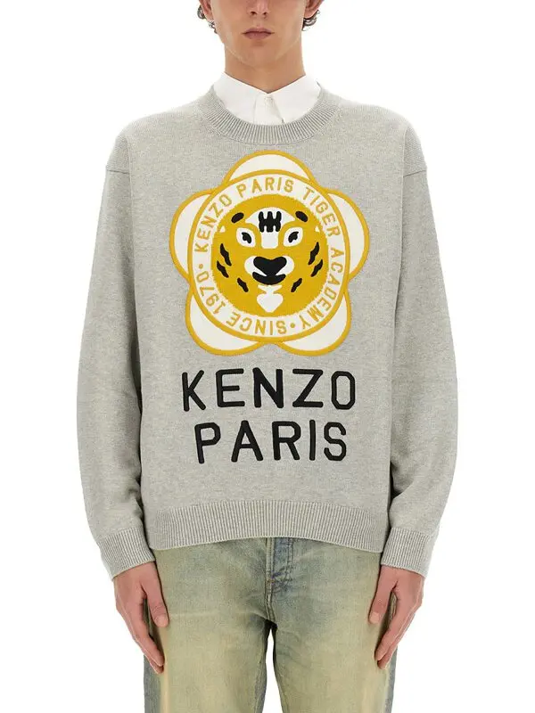 Kenzo Logo Wool Jersey - Grey