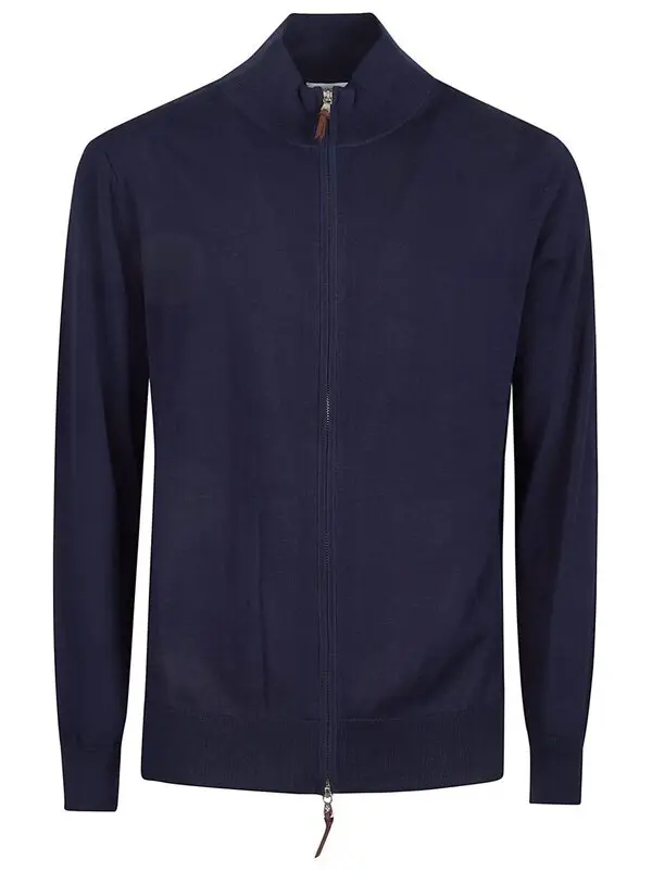 BALLANTYNE Plain Zipped Cardigan - Blue