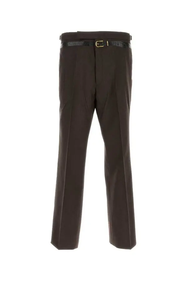Prada Wide-leg Mohair-silk Blend Trousers - Brown