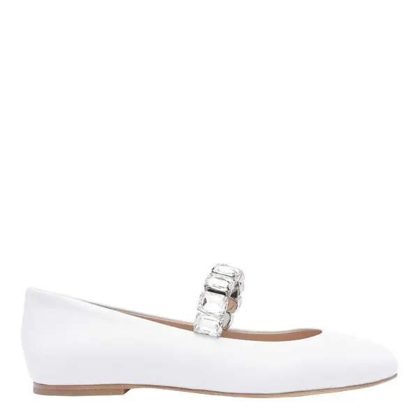 Casadei Leather Ballet Shoes With Crystal Embellishments