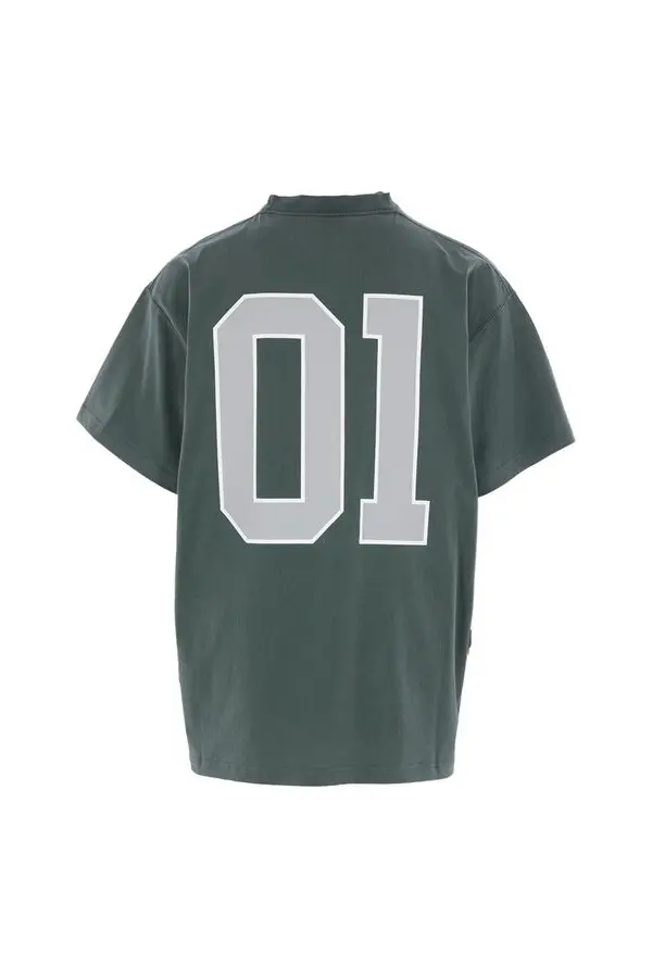 Balenciaga Oversized T-shirt With Basketball Motif - Dark Green+light Grey