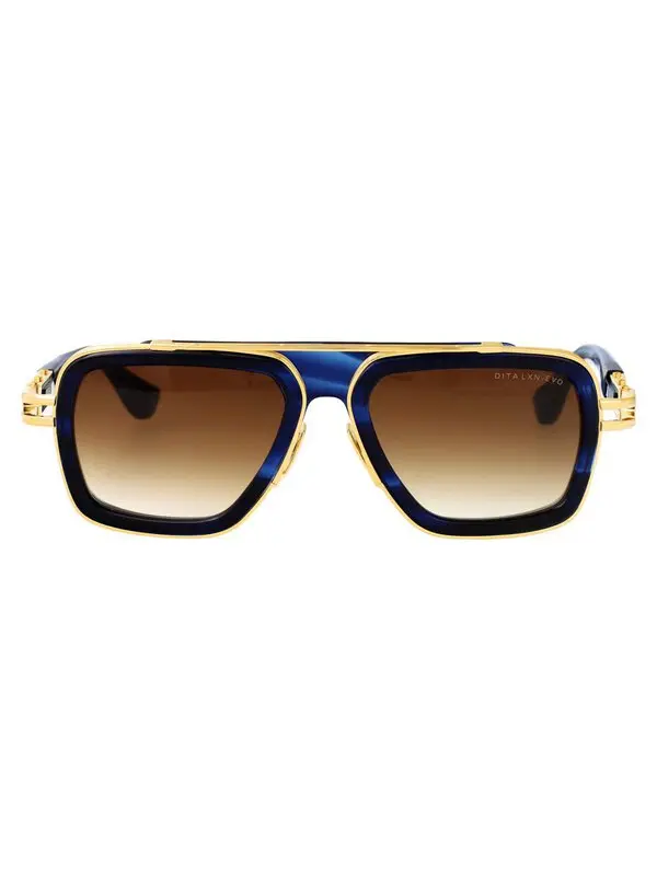 Dita Sunglasses Dts165-a-02 - Blue Swirl - Yellow Gold W Dark Brown To Clear Gradient
