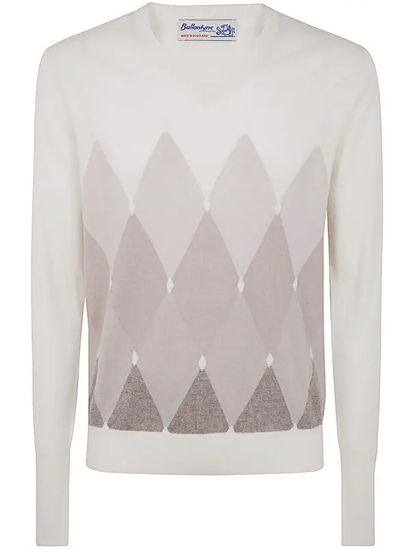BALLANTYNE V Neck Pullover - White