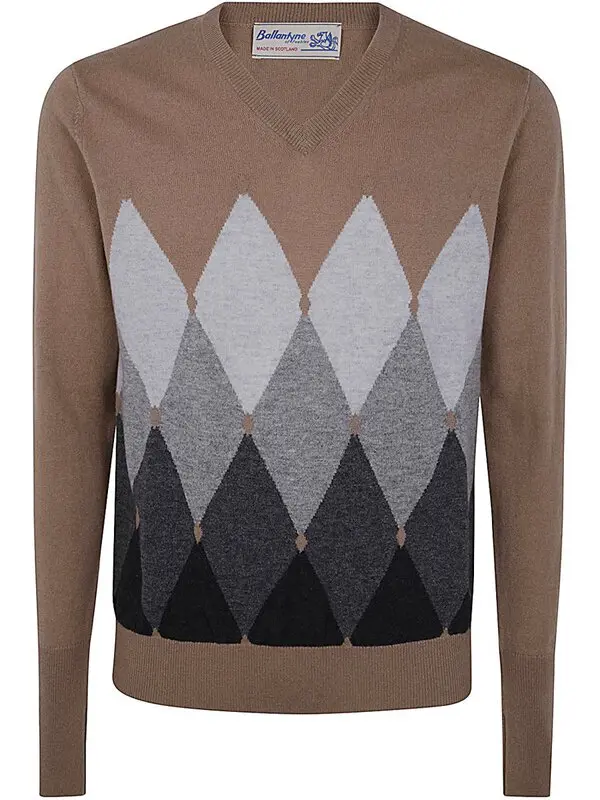 BALLANTYNE V-neck Pullover - Brown