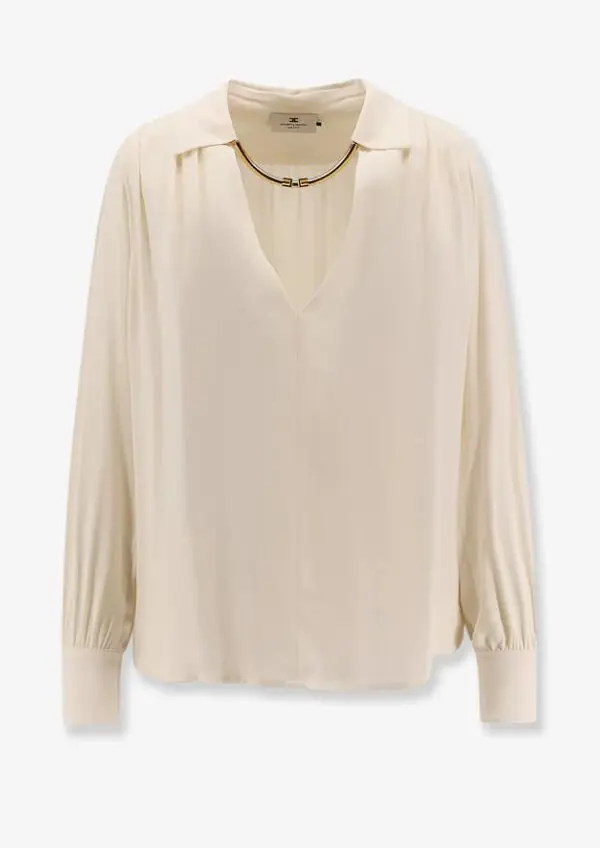 Elisabetta Franchi Viscose Georgette Shirt - Beige