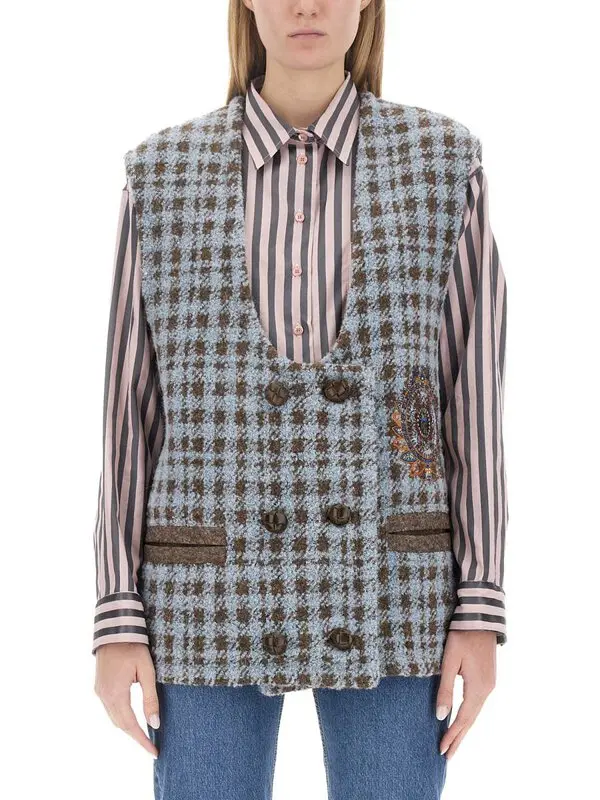 Etro Houndstooth Oversized Vest