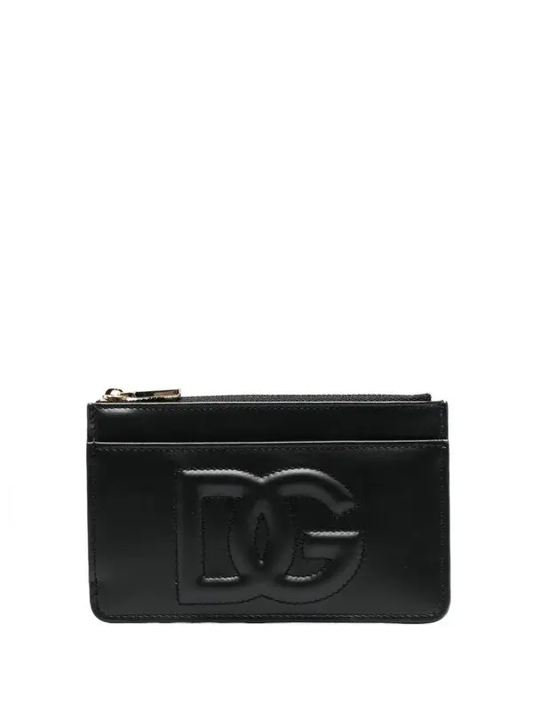 Dolce & Gabbana Zip Wallet With Dg Logo - Black