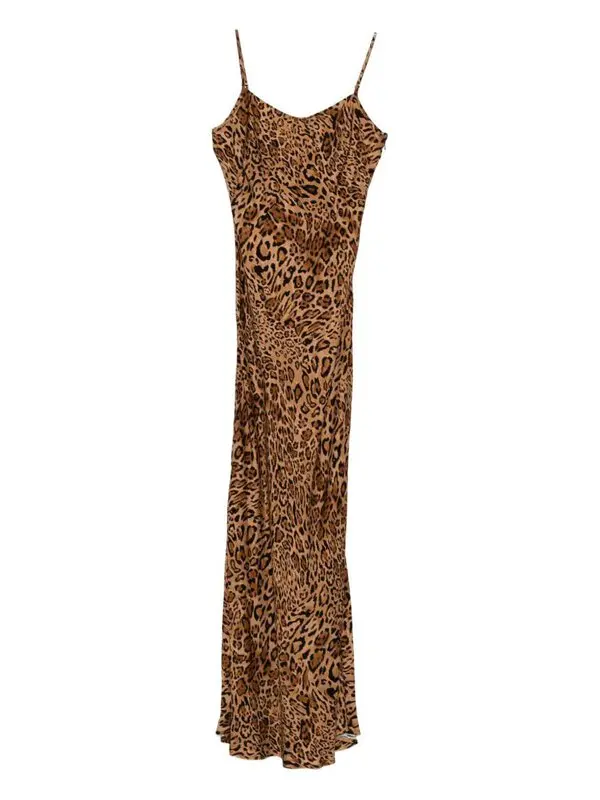 TWINSET Leopard Print Slip Dress - Brown