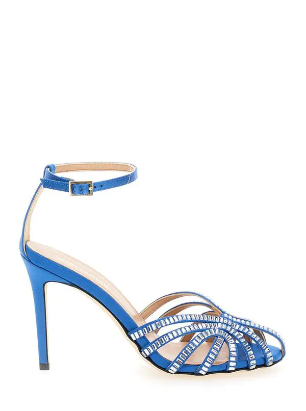 SEMICOUTURE Satin Sandals With Rhinestone Embellishments