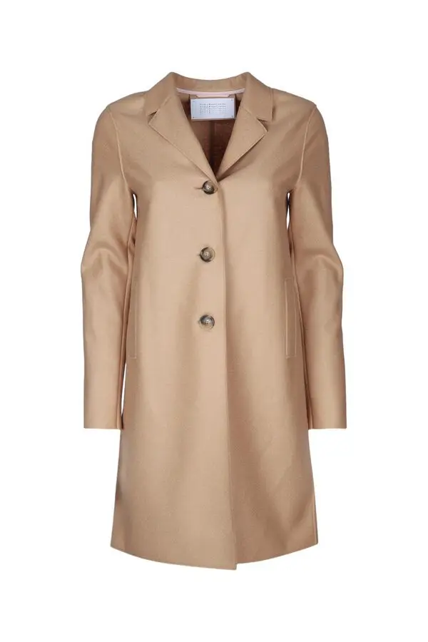 Harris Wharf London Boxy Coat In Light Pressed Wool - Beige