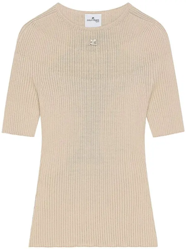 COURREGES Appliqué Logo Sweater - Brown