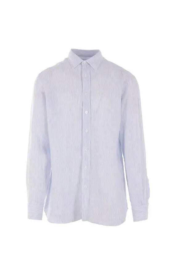 LARDINI Shirts - White+skyblue
