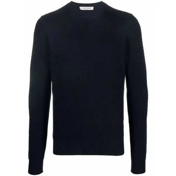FILERIA Waffle Knit Virgin Wool Sweater - Blue