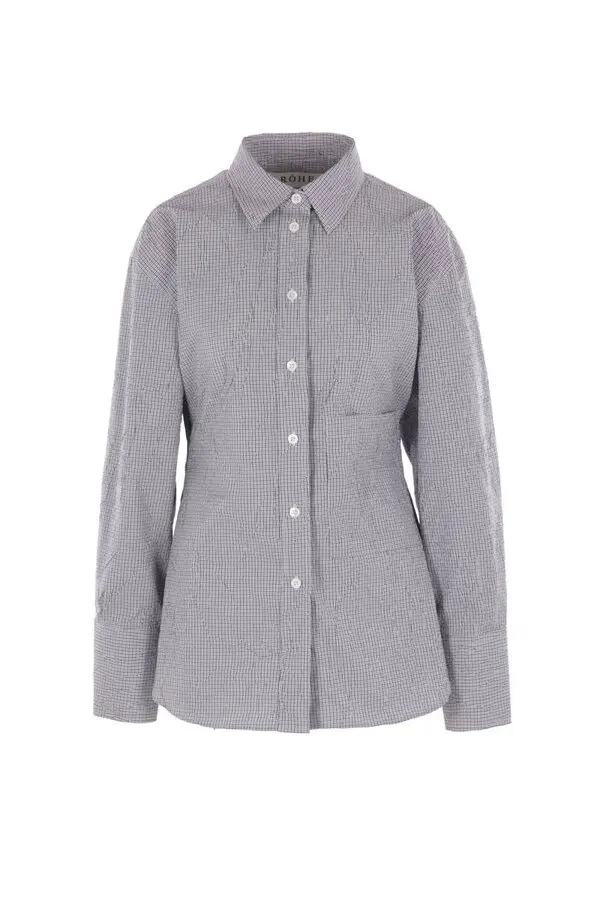 RÓHE Silk And Lace Top - Mini Grey Check
