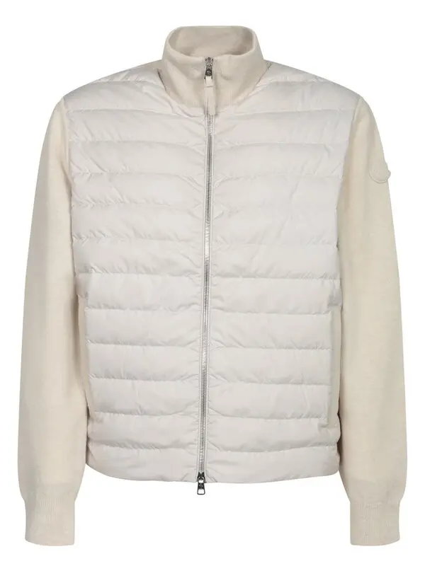 Moncler Zip-up Jacket With Knit Sleeves - White