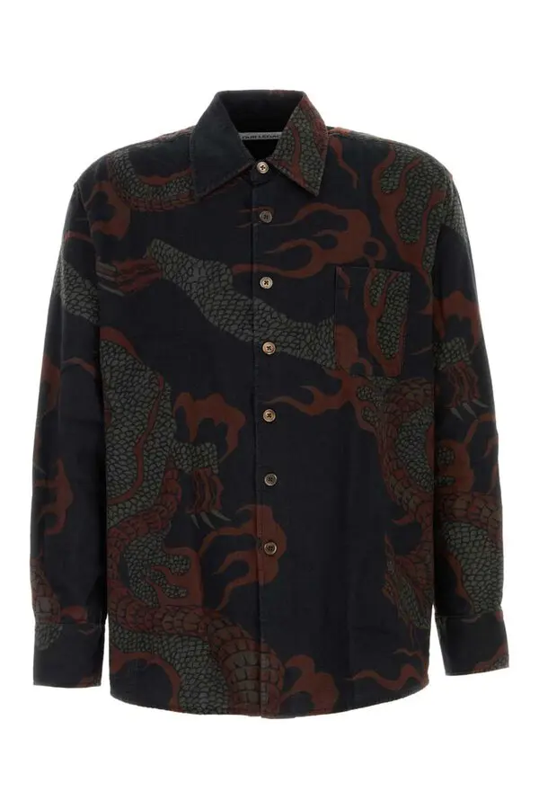 Our Legacy Shirts - Brown Abstract Snake Print