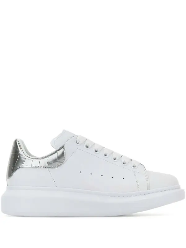 Alexander McQueen Leather Sneakers With Crocodile Effect - White