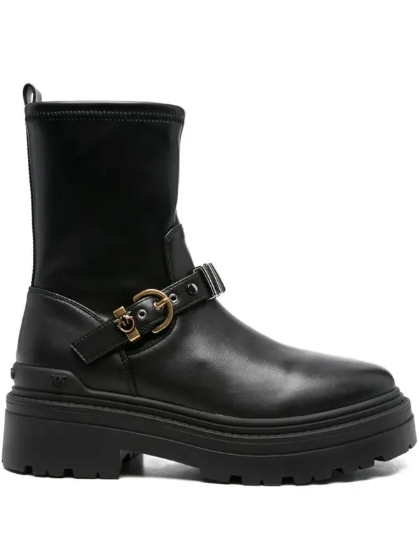 Pinko Mia Ankle Boots With Buckle - Black
