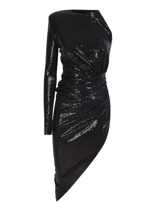 Alexandre Vauthier Sequin Embellished Asymmetrical Dress - Black