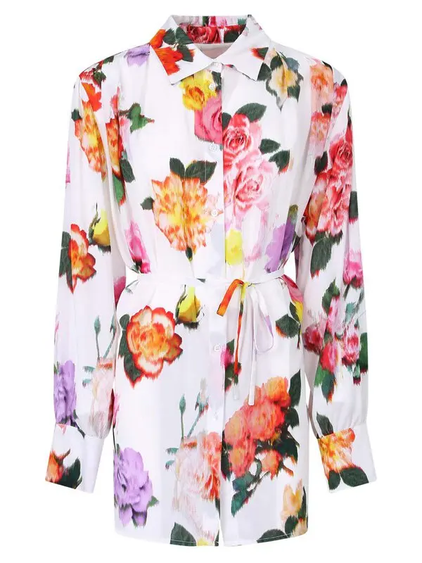 MSGM Belted Viscose Shirt - White