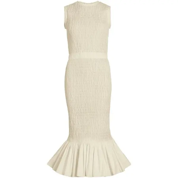 Patou Mid-length Peplum Hem Dress - Beige