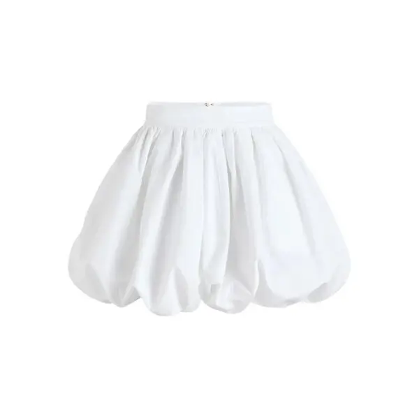 Patou Puffball Hem Skirt - White