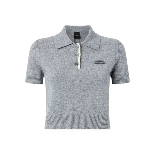 Pinko Short Sleeve Wool Sweater - Grey