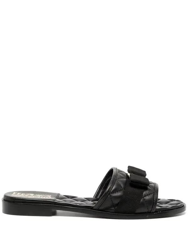 FERRAGAMO Vara Bow Quilted Slides - Multicolor