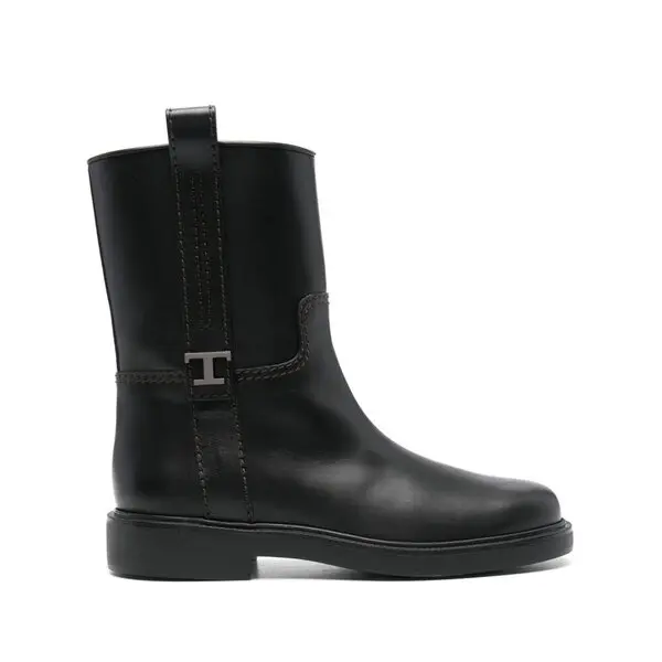 TOD'S Leather Ankle Boots - Black
