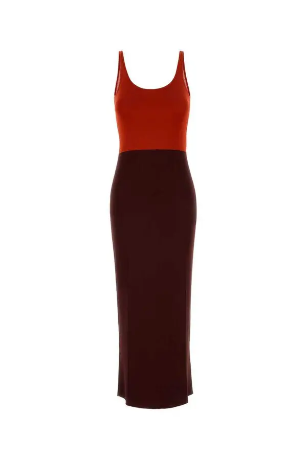 Fendi Two-tone Viscose Blend Long Dress - Multicoloured