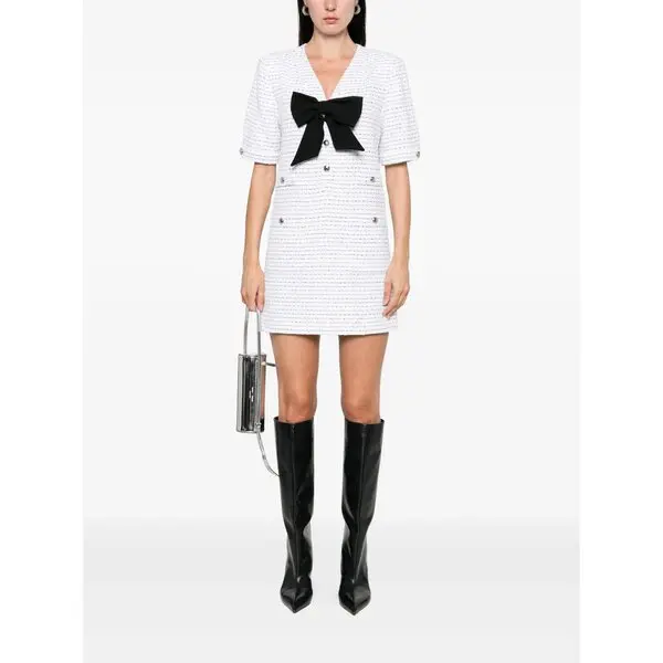 Alessandra Rich Tweed Mini Dress With Bow Detail - Multicolor