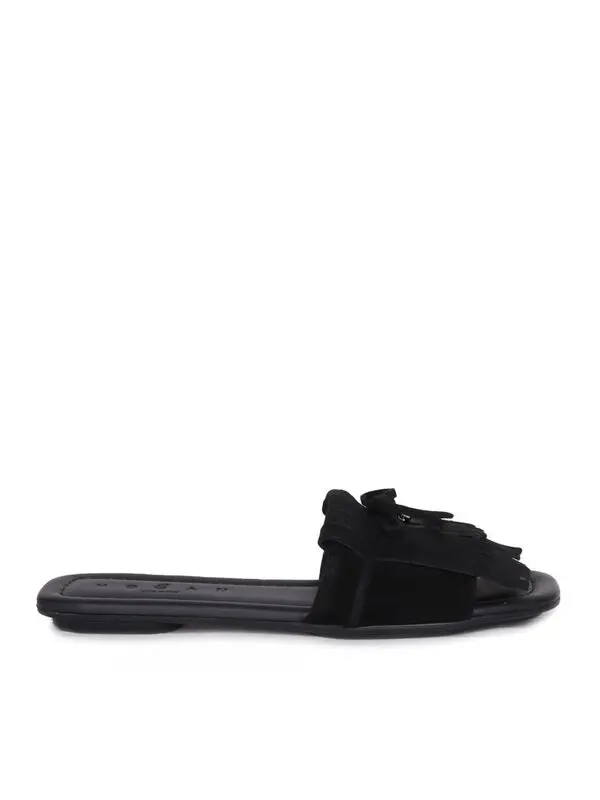 Hogan H685 Fringed Sandals - Black