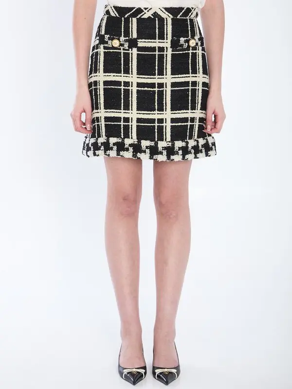 Valentino Garavani Macro Check Tweed Mini Skirt