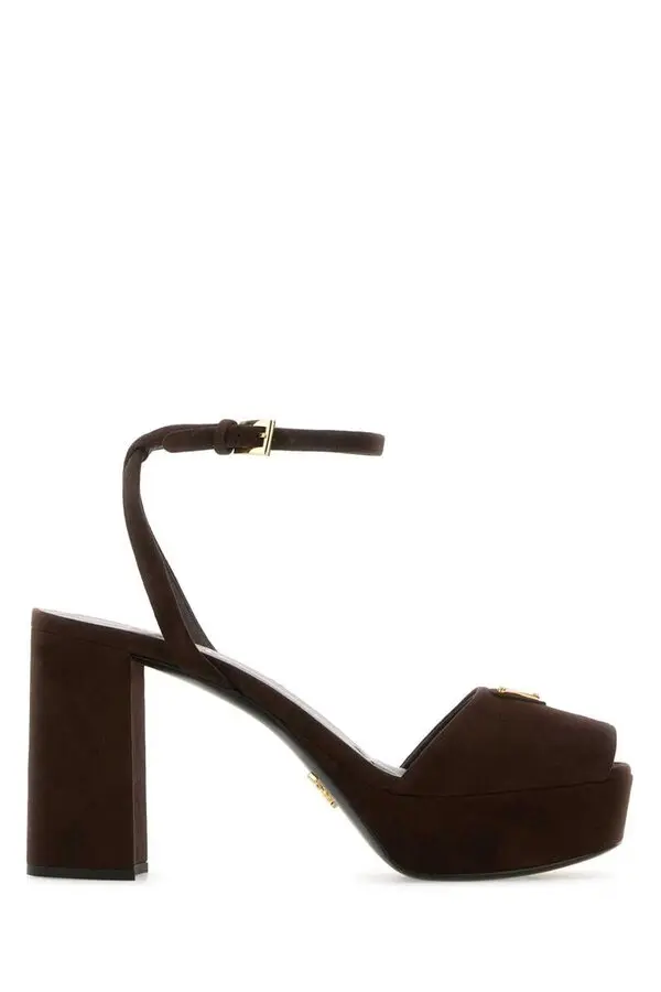 Prada Suede Platform Sandals - Brown
