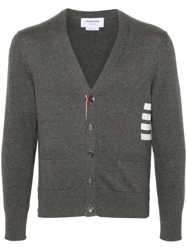 Thom Browne V-neck Cotton Cardigan - Grey