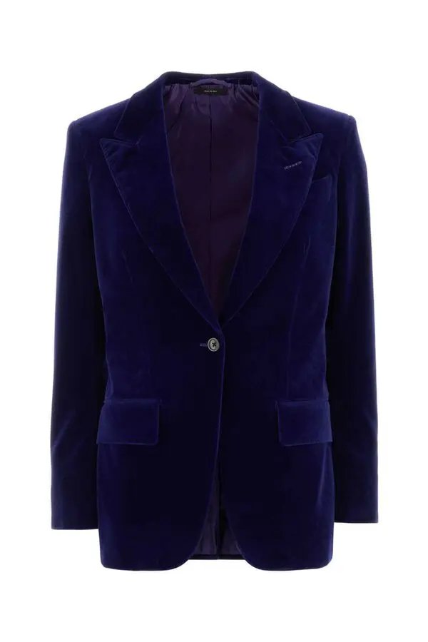 TOM FORD Single-breasted Stretch Cotton Velvet Jacket - Purpleblue
