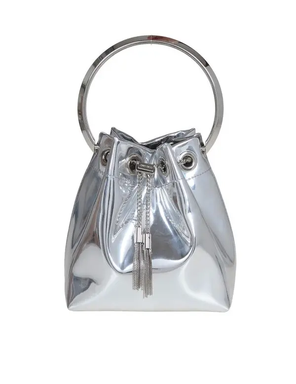 JIMMY CHOO Metallic Leather Bucket Bag - Silver