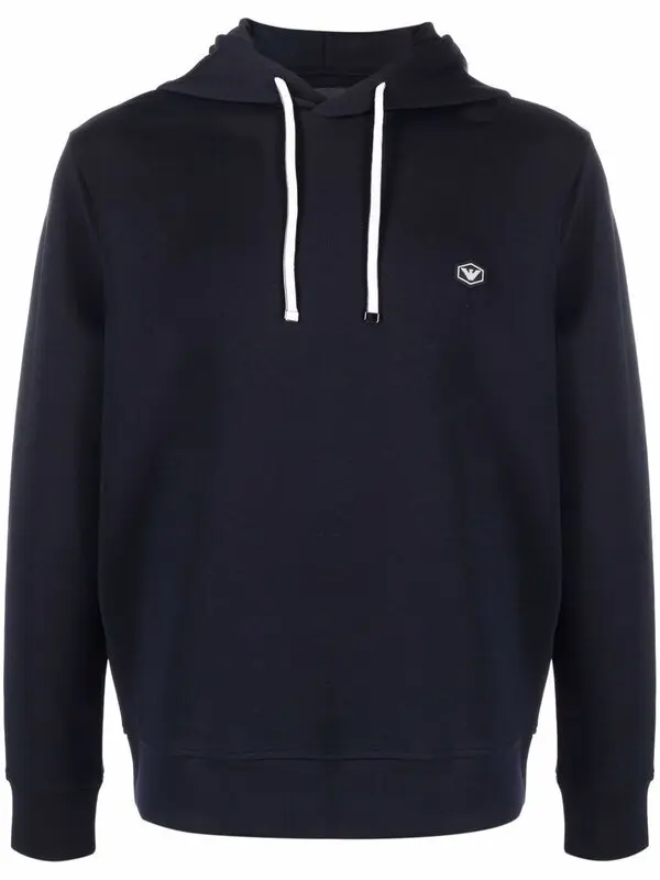 Emporio Armani Cotton-blend Logo Hoodie - Blue