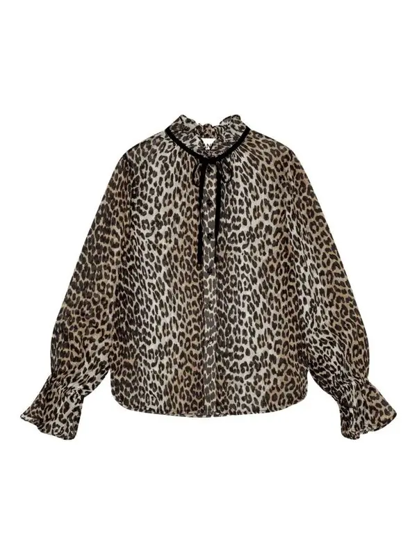 GANNI Printed Viscose Chiffon Shirt - Multicolor