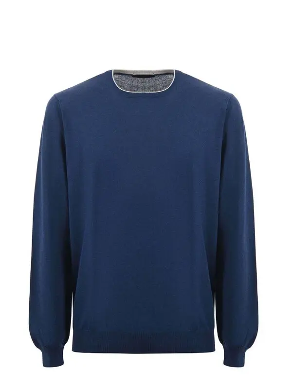 FAY Cotton Sweater - Blu Melange