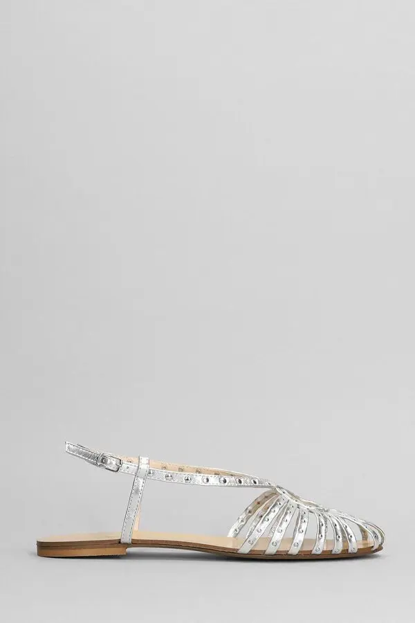 ANNA F. Leather Flats - Silver