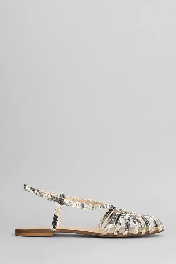 ANNA F. Leather Flats - Python Print
