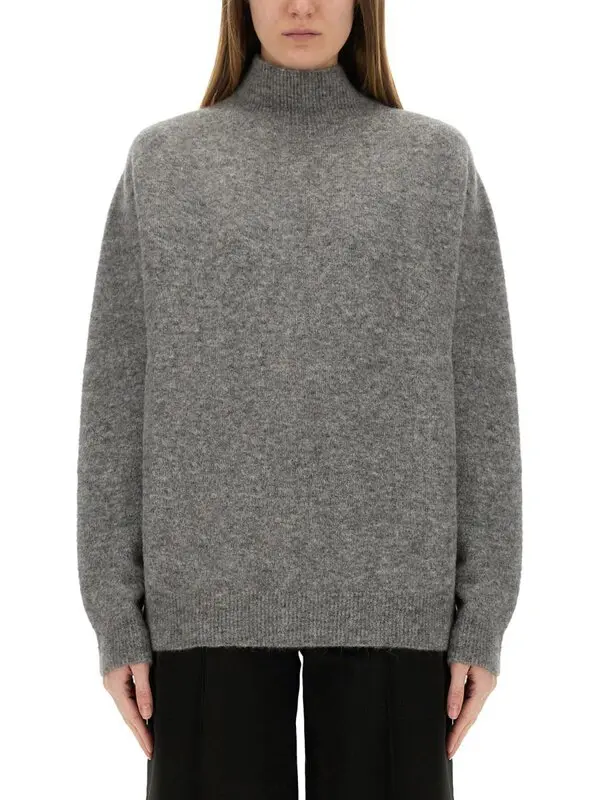 ALYSI Turtleneck Knit Top - Grey